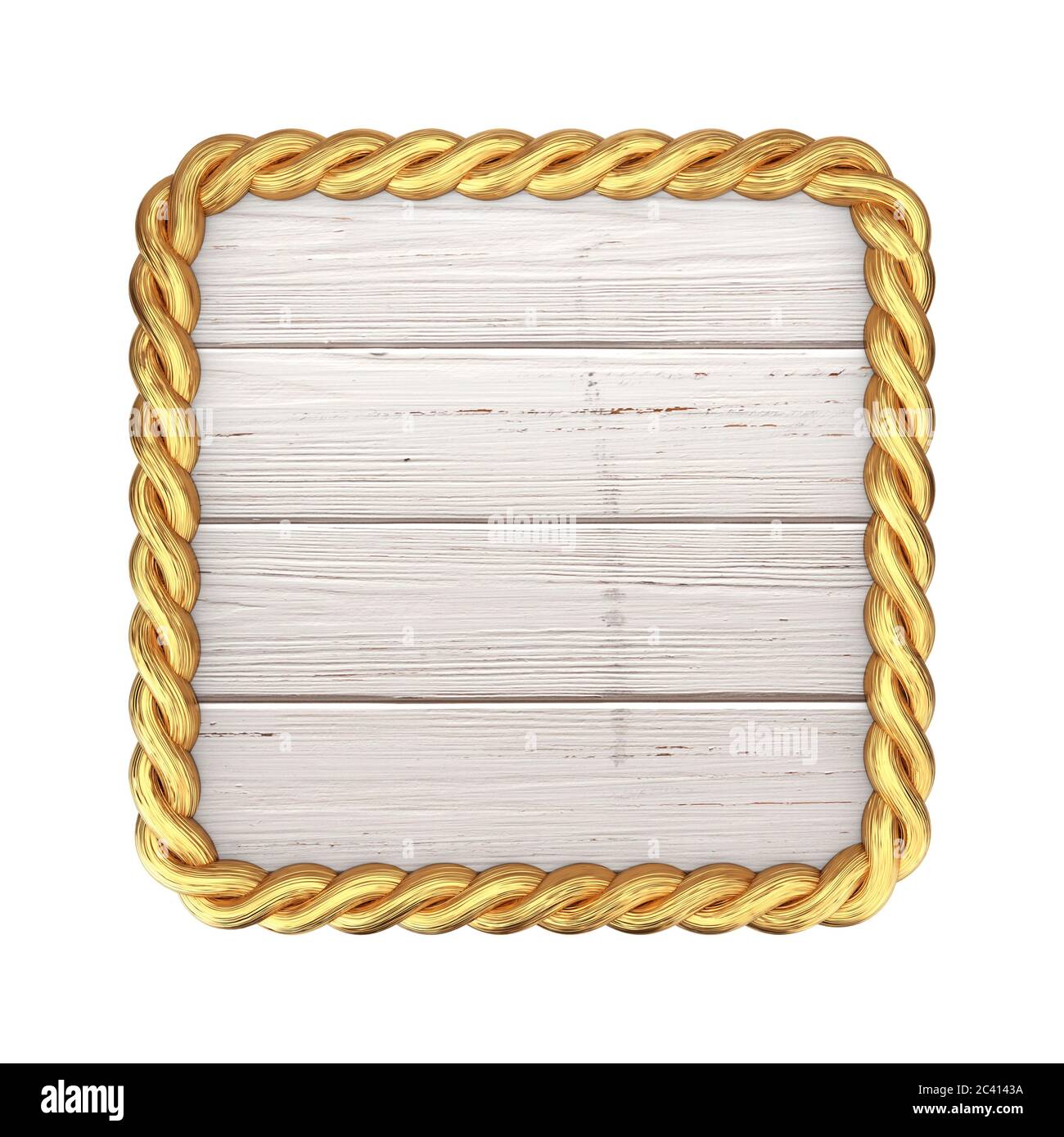 Wooden Sign and Gold Rectangle Rope Frame with Blank Space for Your ...