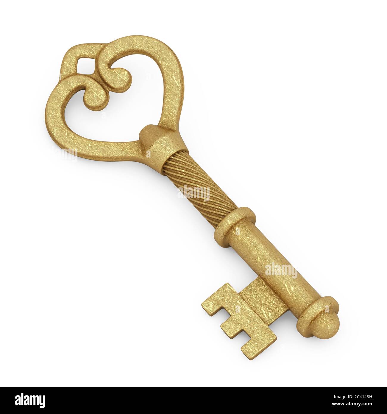 Antique Retro Old Golden Key on a white background. 3d Rendering Stock ...