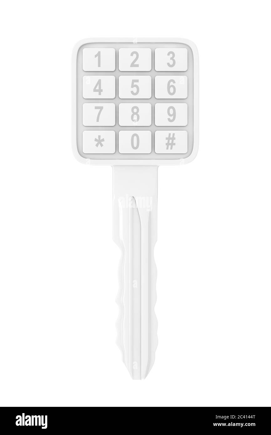 Security Concept. Key with Numbers Pad in Clay Style on a white ...
