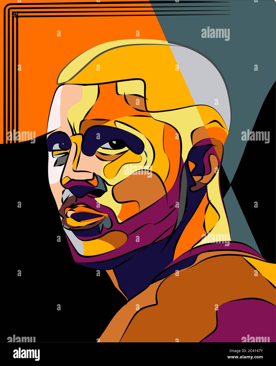 Colorful background, cubism art style,abstract male portrait Stock ...