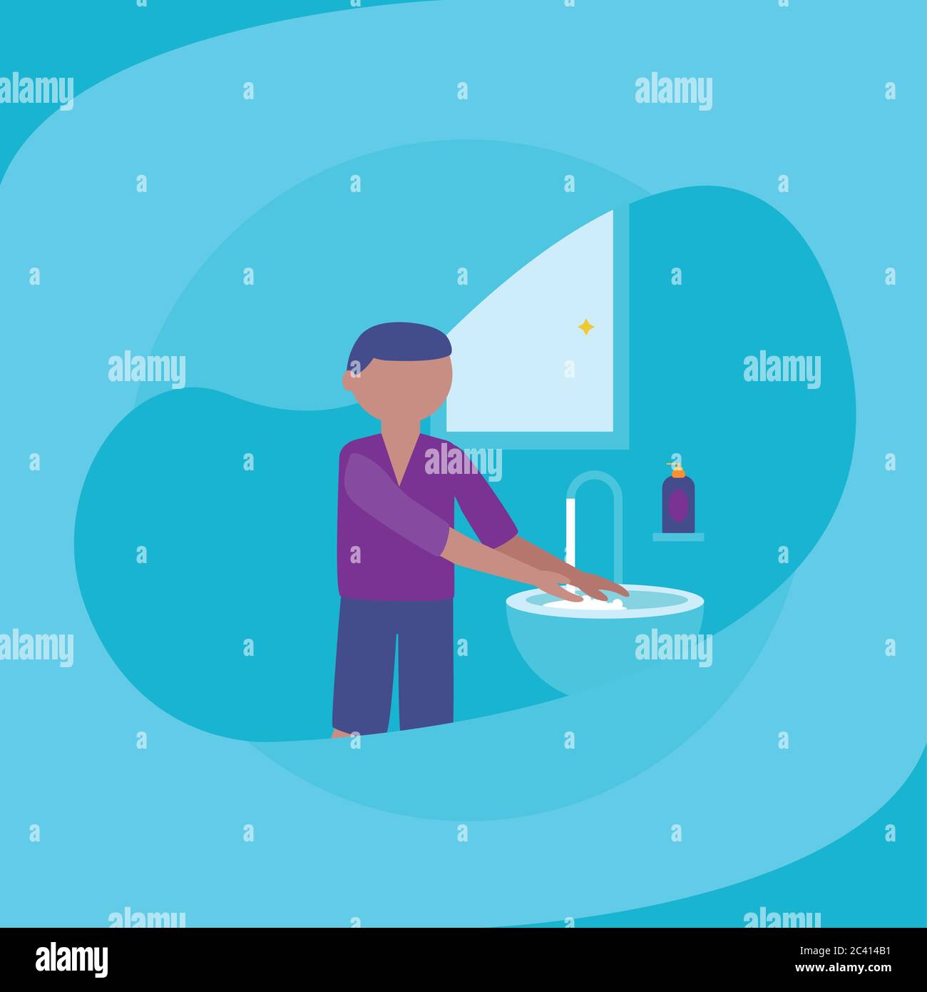 Man washing her hands design, Hygiene wash health and clean theme ...