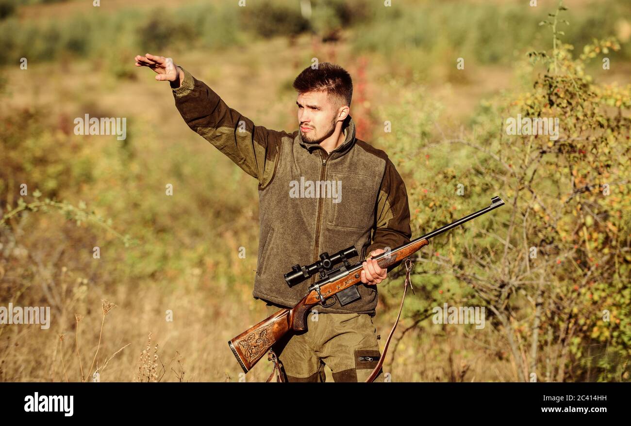 Look there. Noticed game. Man brutal unshaved gamekeeper nature ...