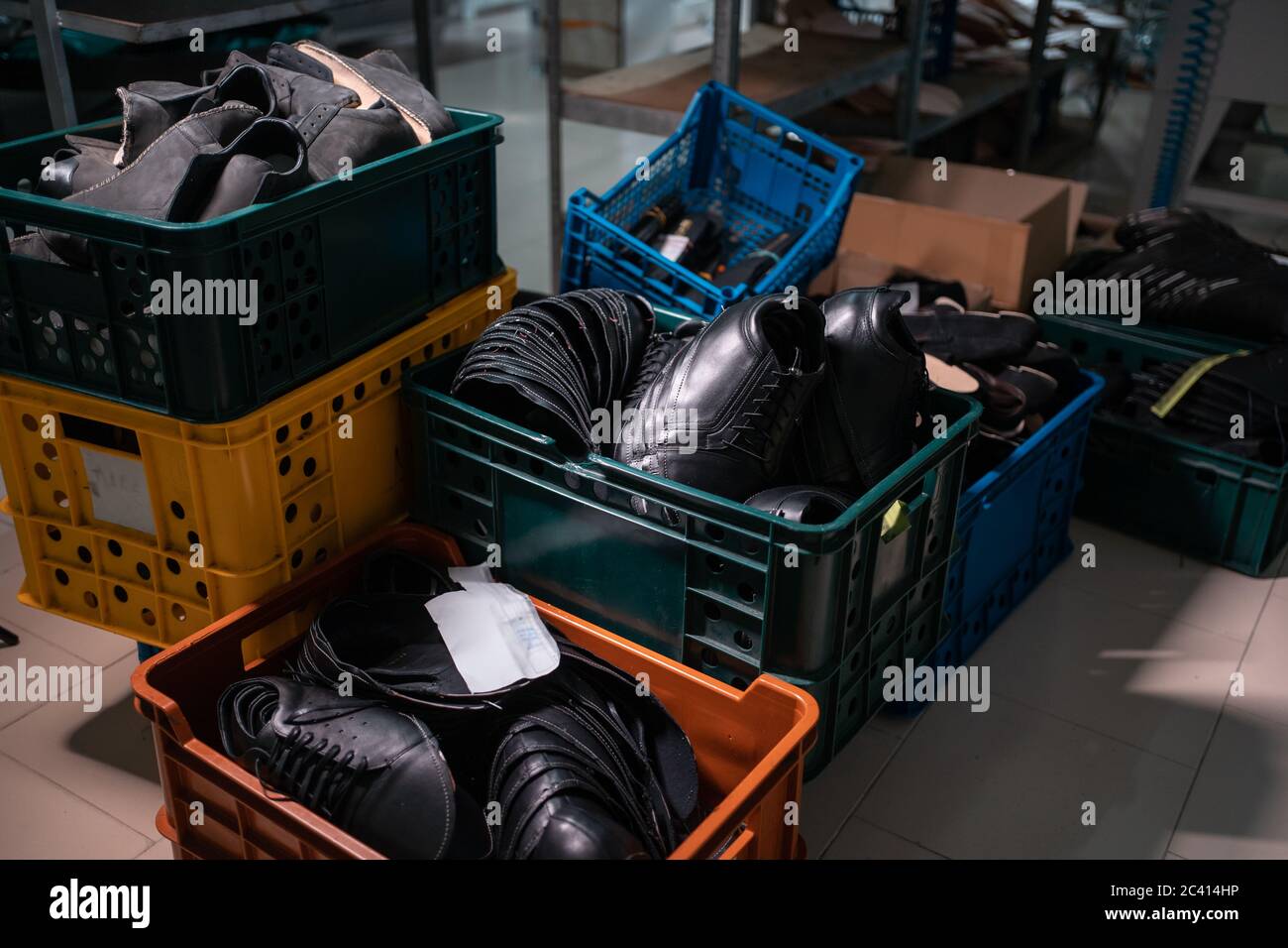Leather shoes production hi-res stock photography and images - Alamy