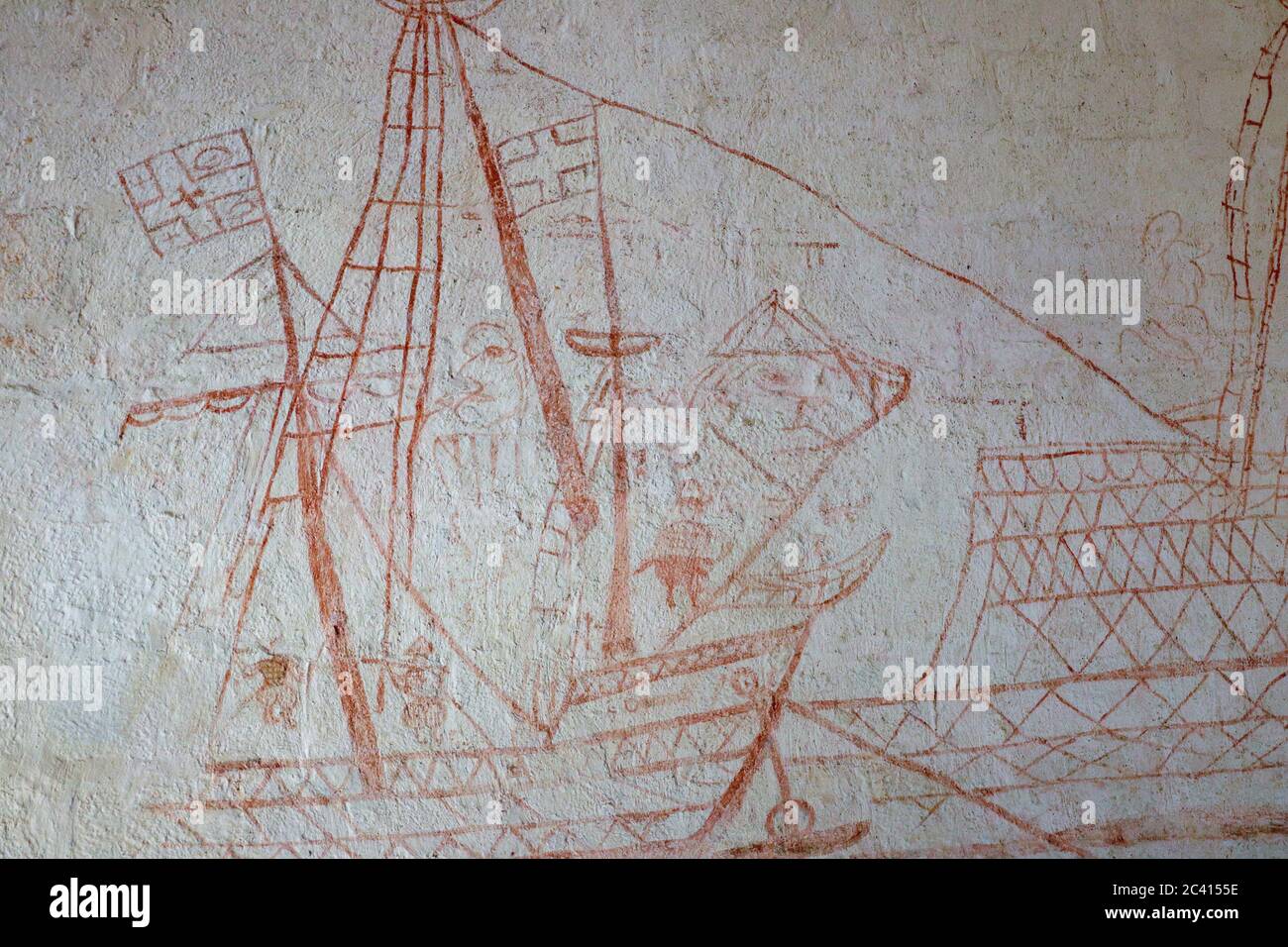 Drawings on the wall of the church of St. Columbanus in Carnac from the ...