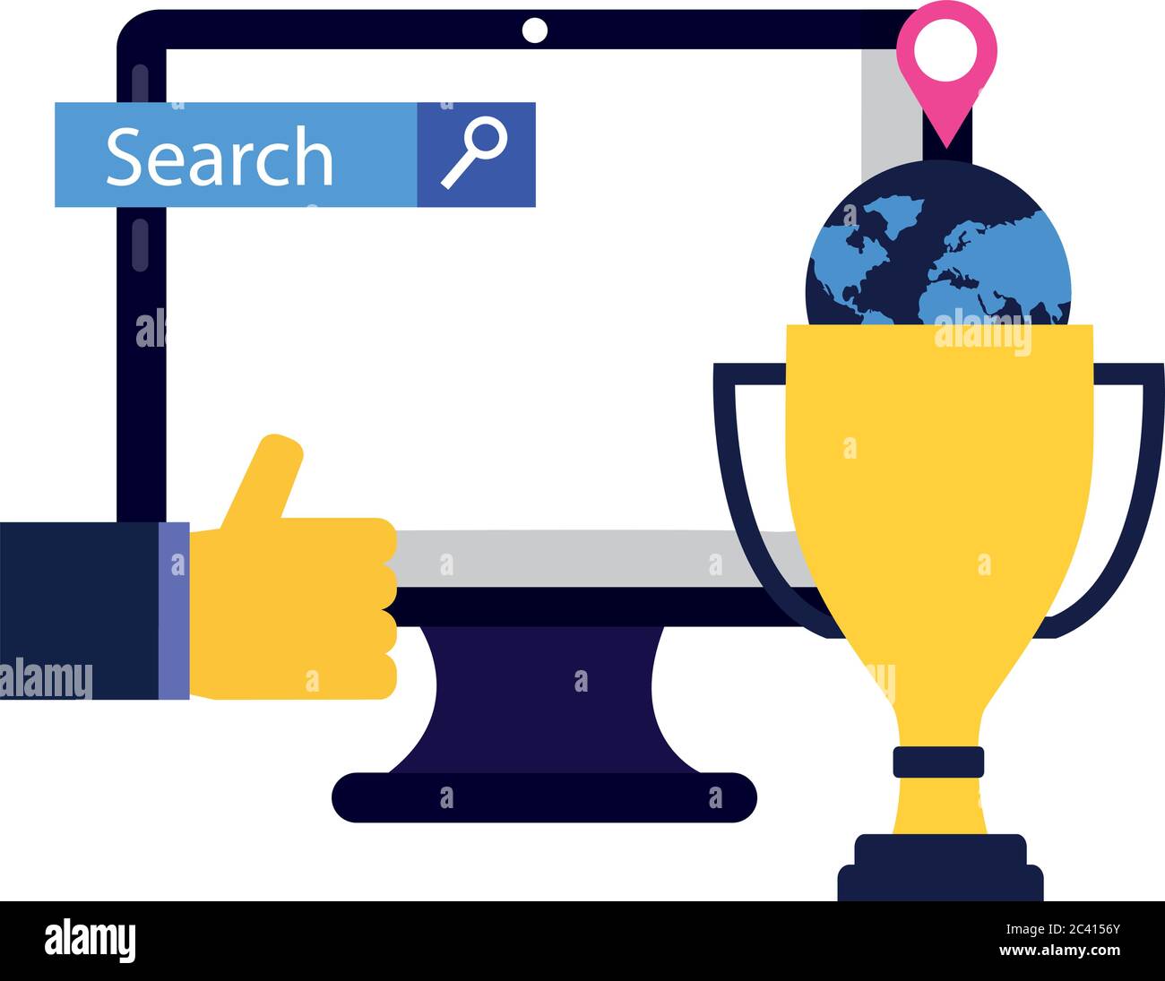 computer trophy and like design, Digital marketing and ecommerce theme ...