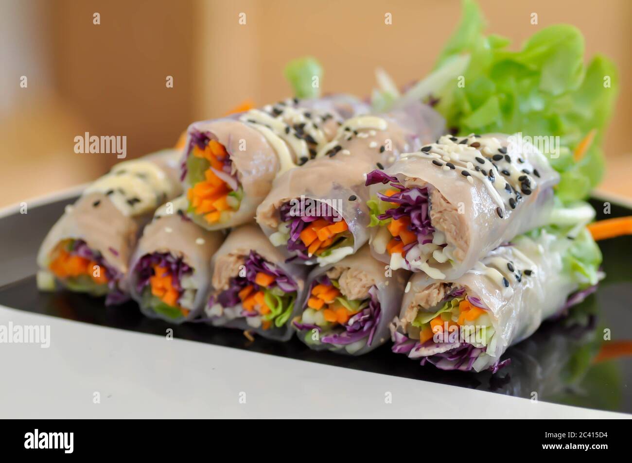 rice roll, fresh roll or vegetable roll Stock Photo - Alamy