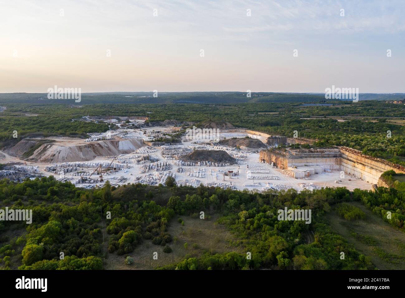 an aerial view of quarry and surroundings at dusk Stock Photo - Alamy