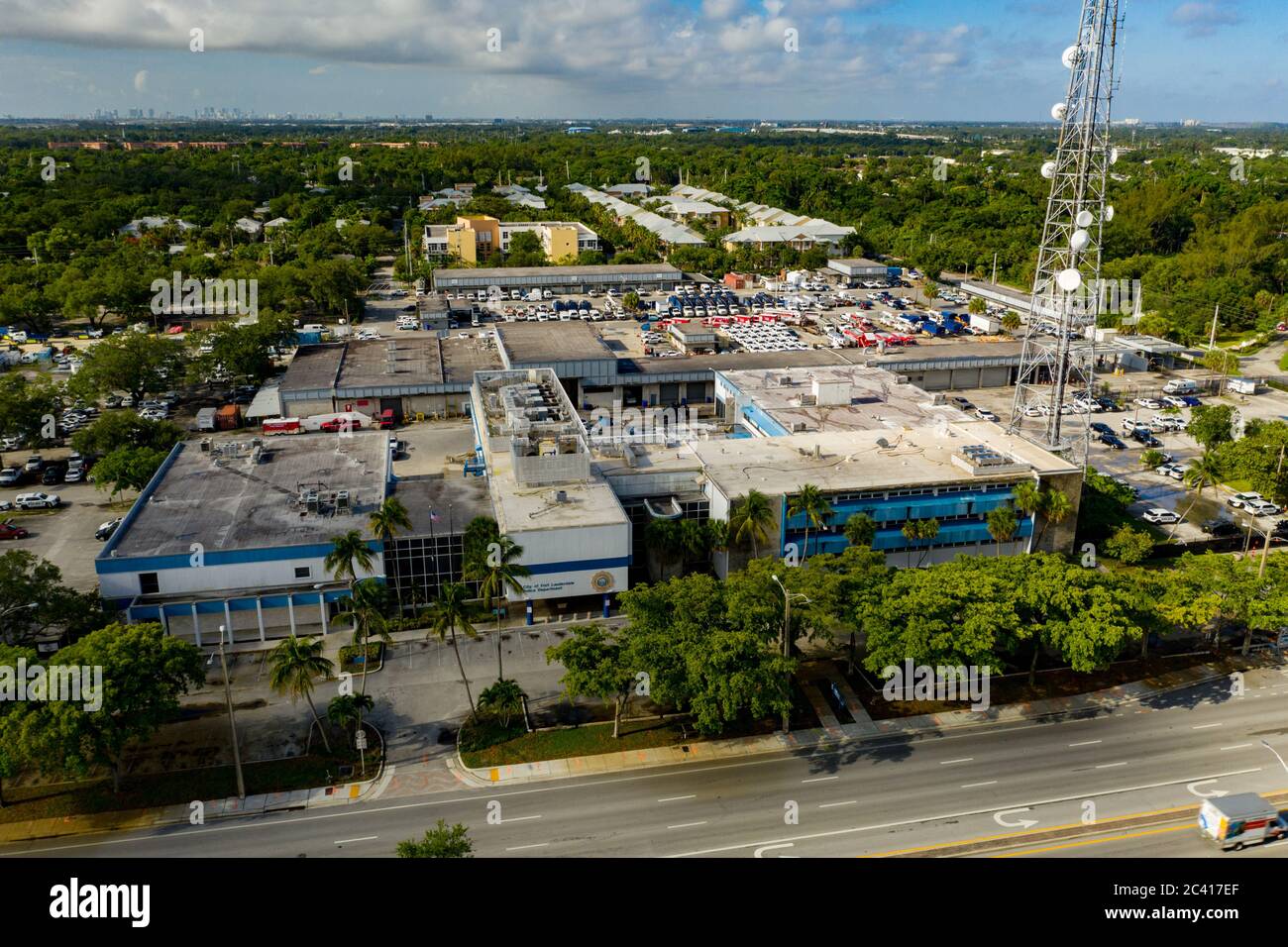 Aerial photo Fort Lauderdale Police Department on Broward Boulevard ...