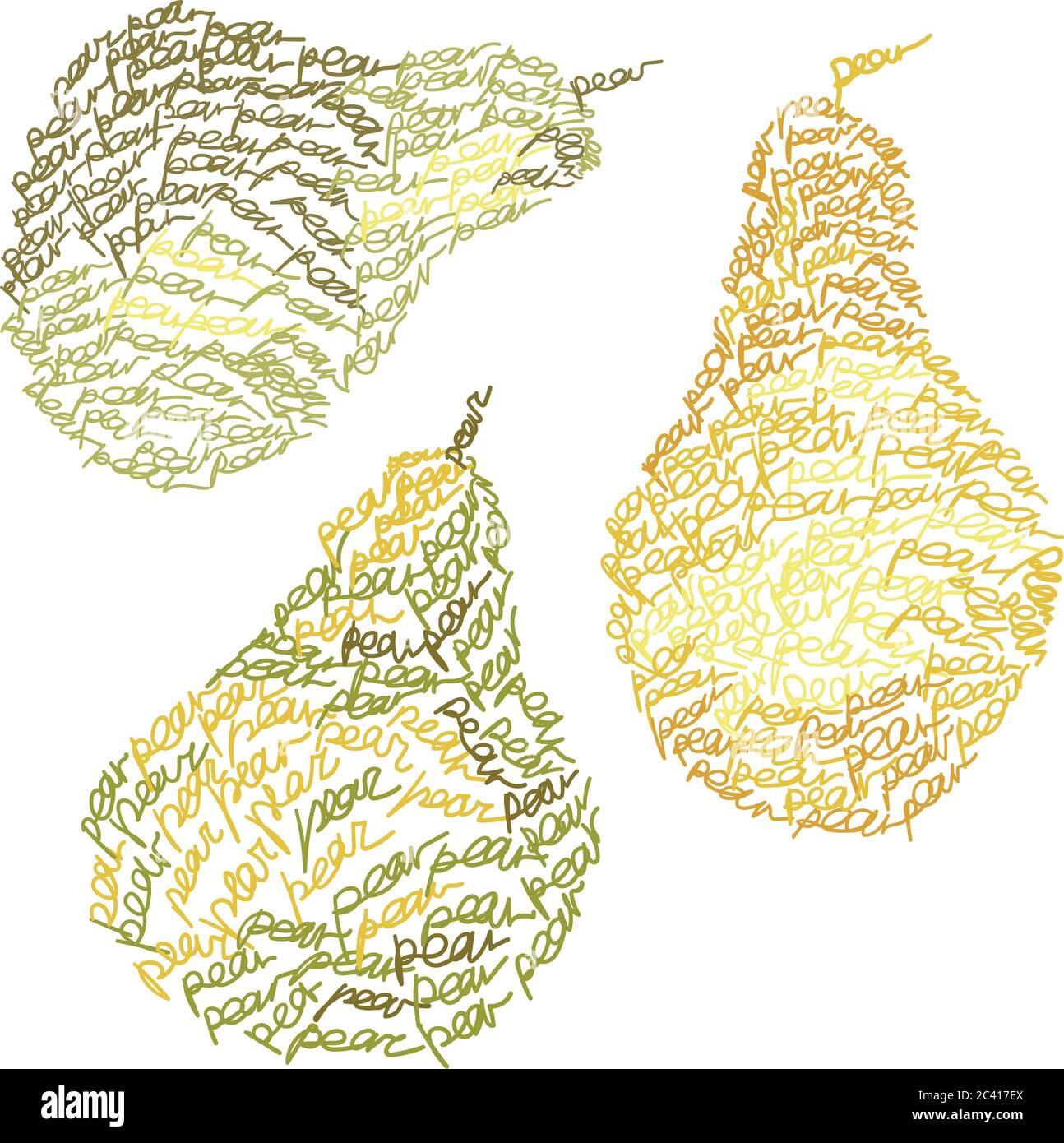 Vector logo design template with three pear fruits composed from word ...