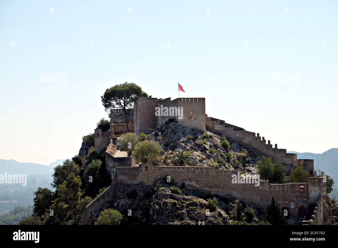 view of the minor castle from the big castle in Xativa, Spain Stock ...