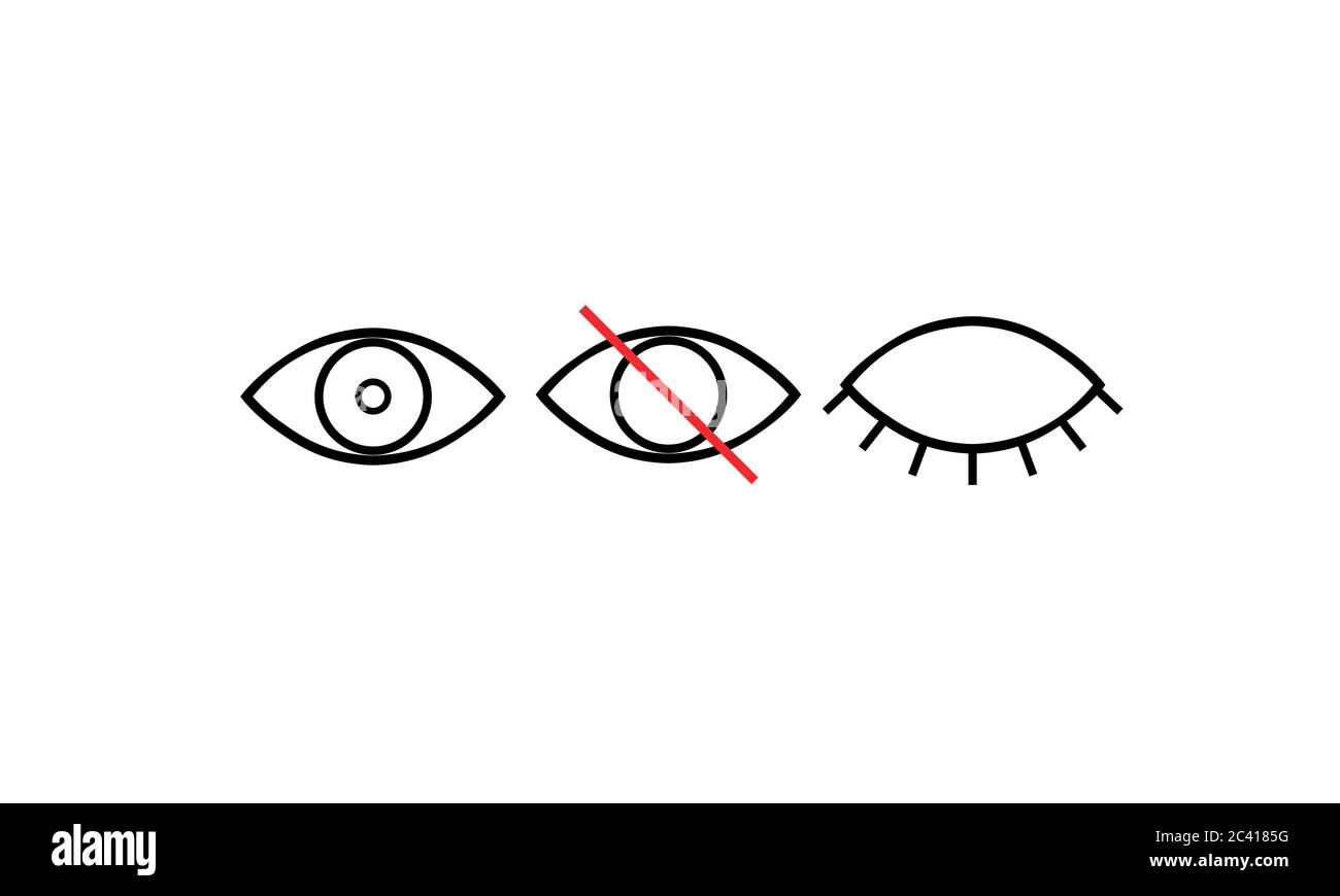 Privacy icon line. Open, closed, avoid eye contact. Vision symbols ...