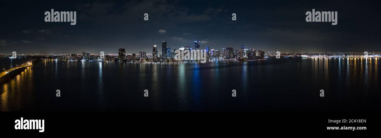 Aerial night panorama Brickell Miami Stock Photo - Alamy