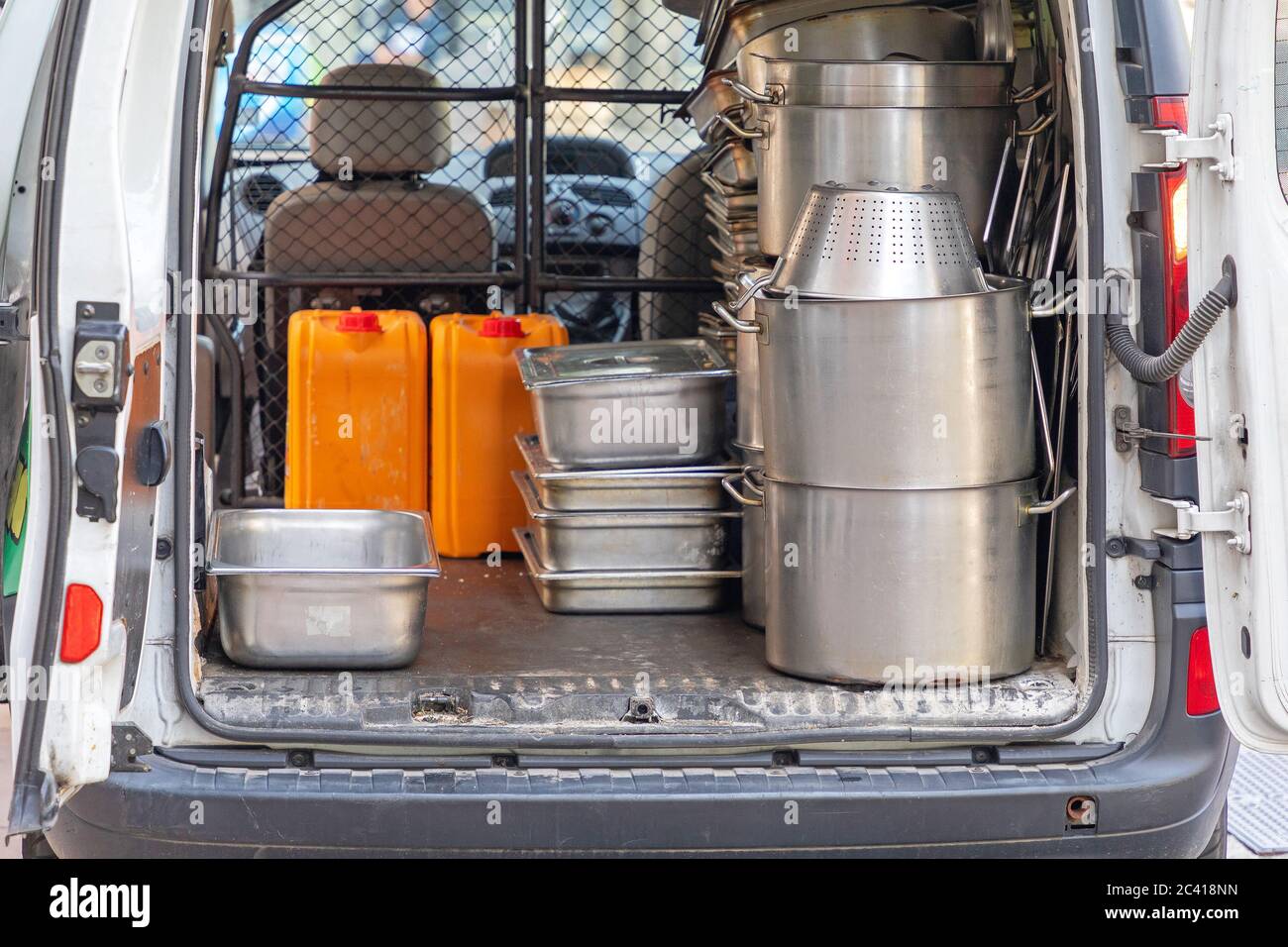 Stainless Steel Equipment and Restaurant Goods Delivery Van Stock Photo ...