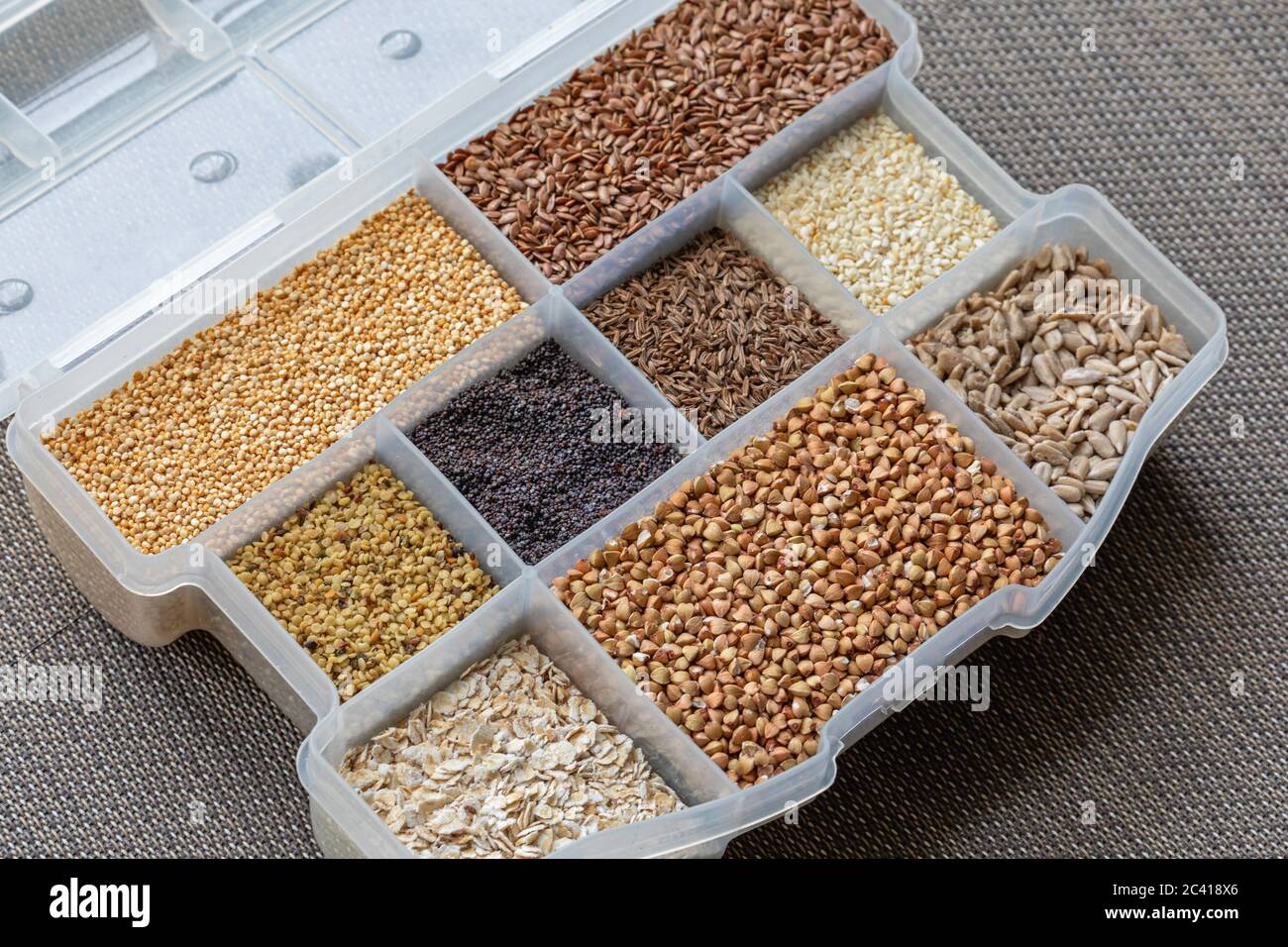 Seeds and Grains Healthy Food Selection Variety Stock Photo - Alamy