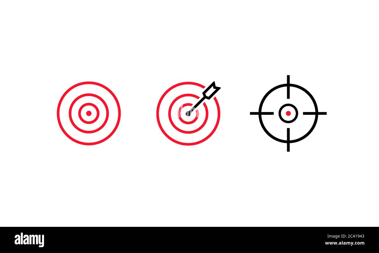 Goal, target, aim icon line set. Arrow, idea, perfect hit, winner ...