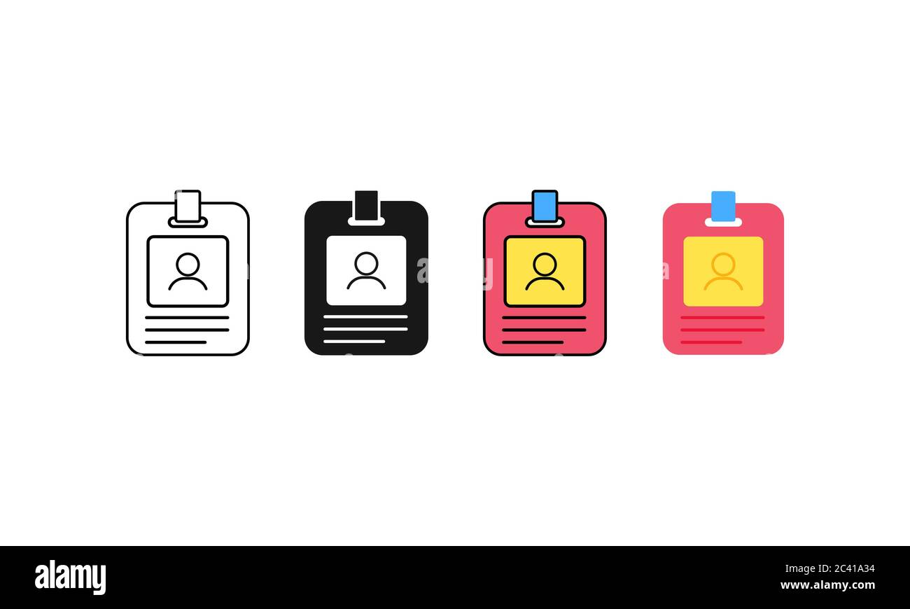 Press card icon set. Identity, id card flat. Vector on isolated white ...