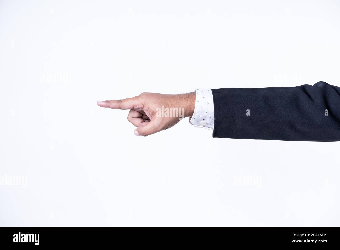 Closed up shot of a man's hand doing hand gesture, seamless white ...