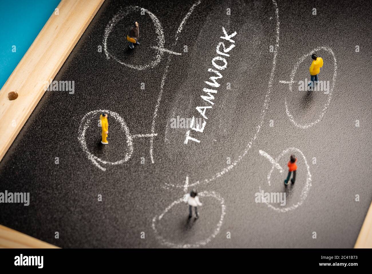 Business concept: Teamwork. A group of miniatures person on a ...