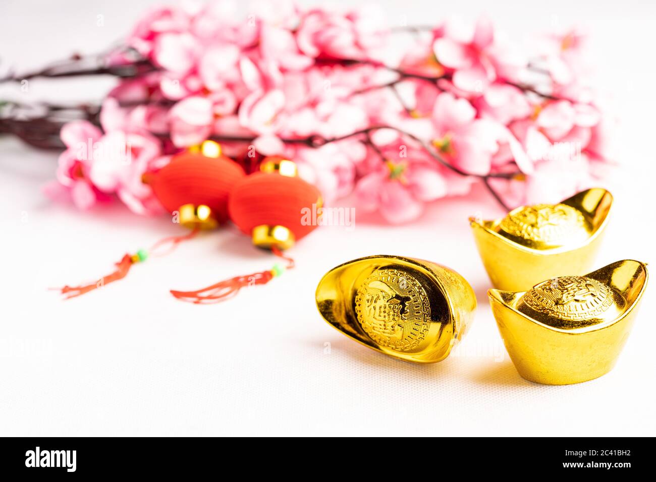 Chinese New Year background. The wordings on gold bar is chinese words ...