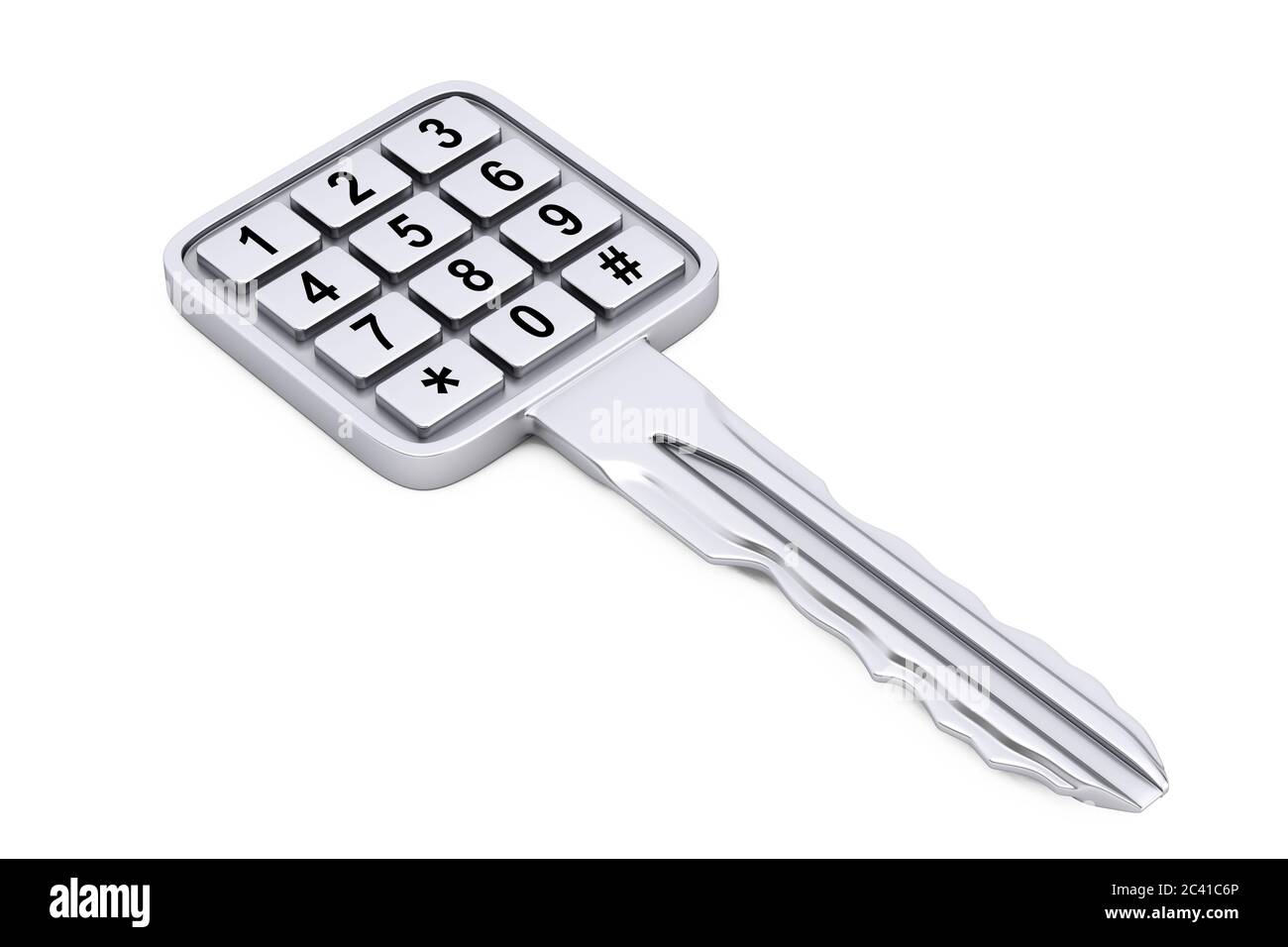 Security Concept. Key with Numbers Pad on a white background. 3d ...