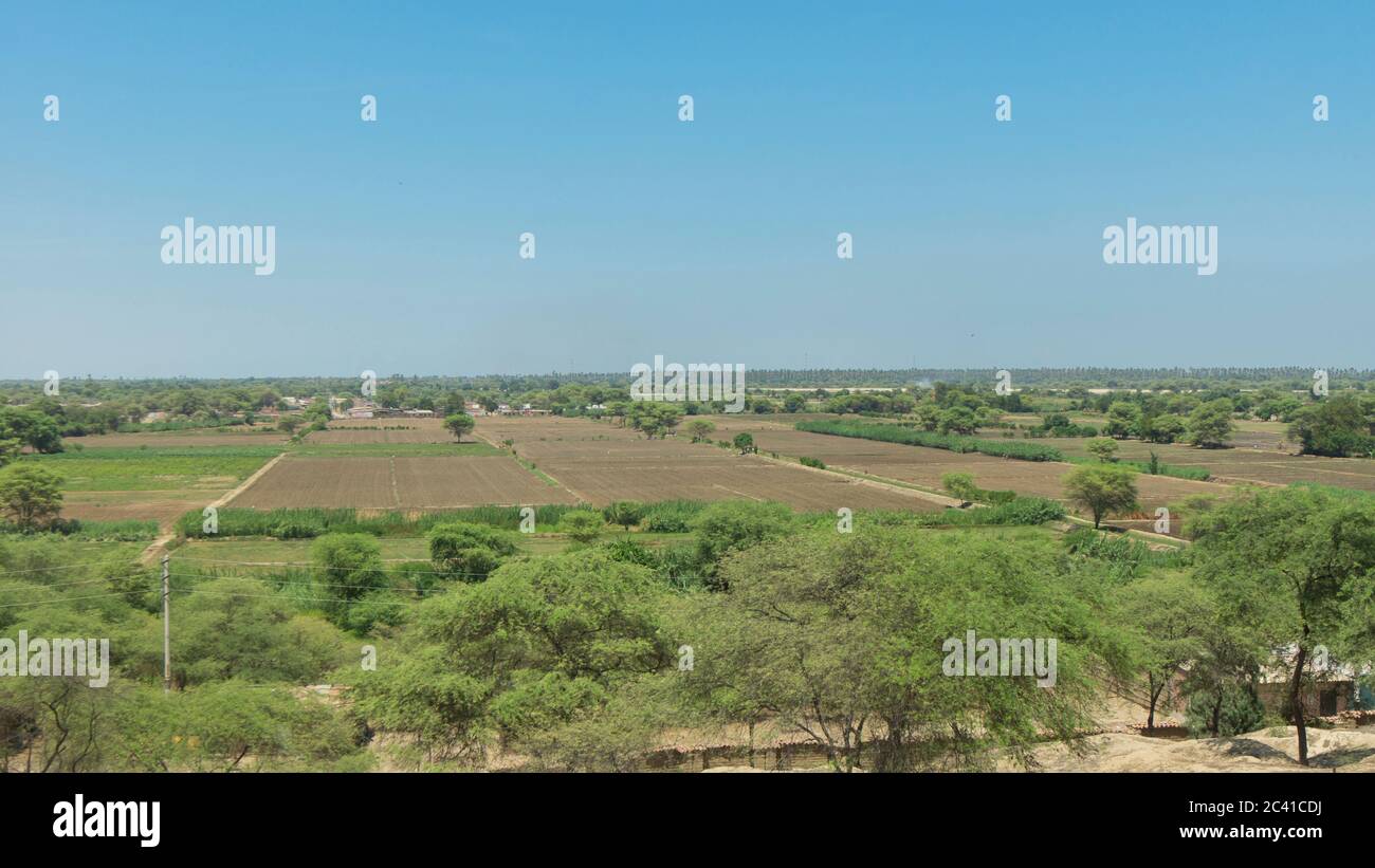 View of an agricultural area in the northern region of Peru, landscape ...