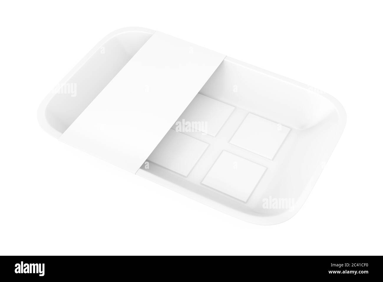 Empty White Plastic Food Container Tray PAckage with Blank Label for ...