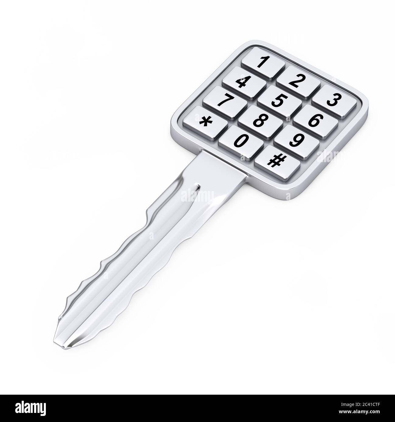 Security Concept. Key with Numbers Pad on a white background. 3d ...