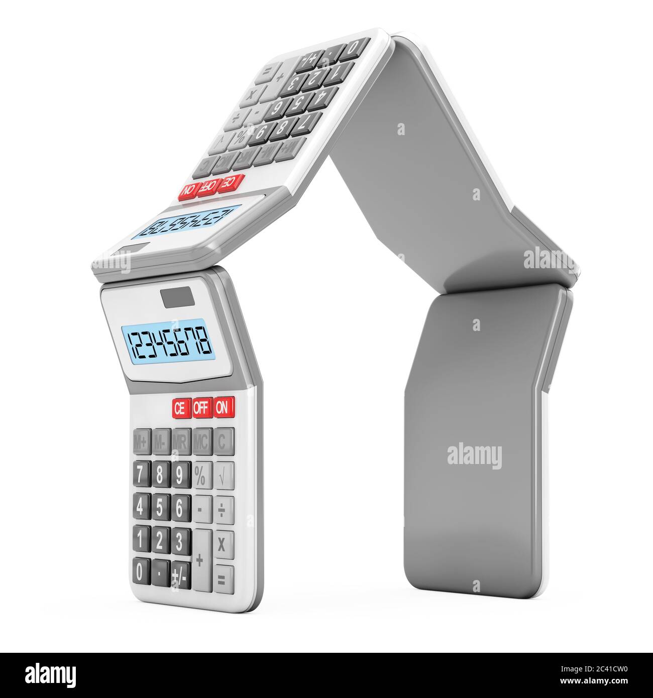 Mortgage Calculators in the Shape of a House on a white background. 3d ...