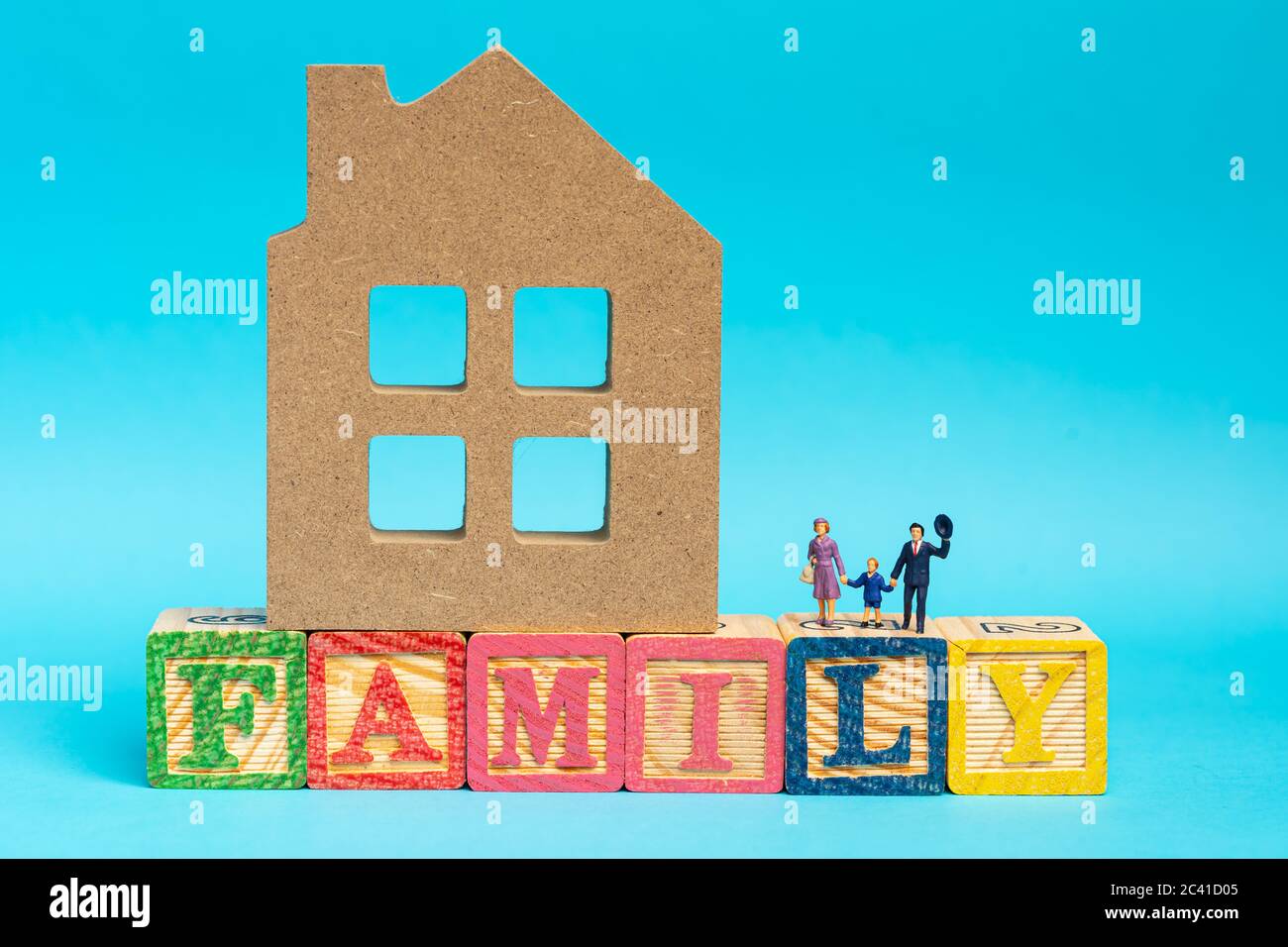 Happy Family concept: Miniature Parents and children figurine with ...