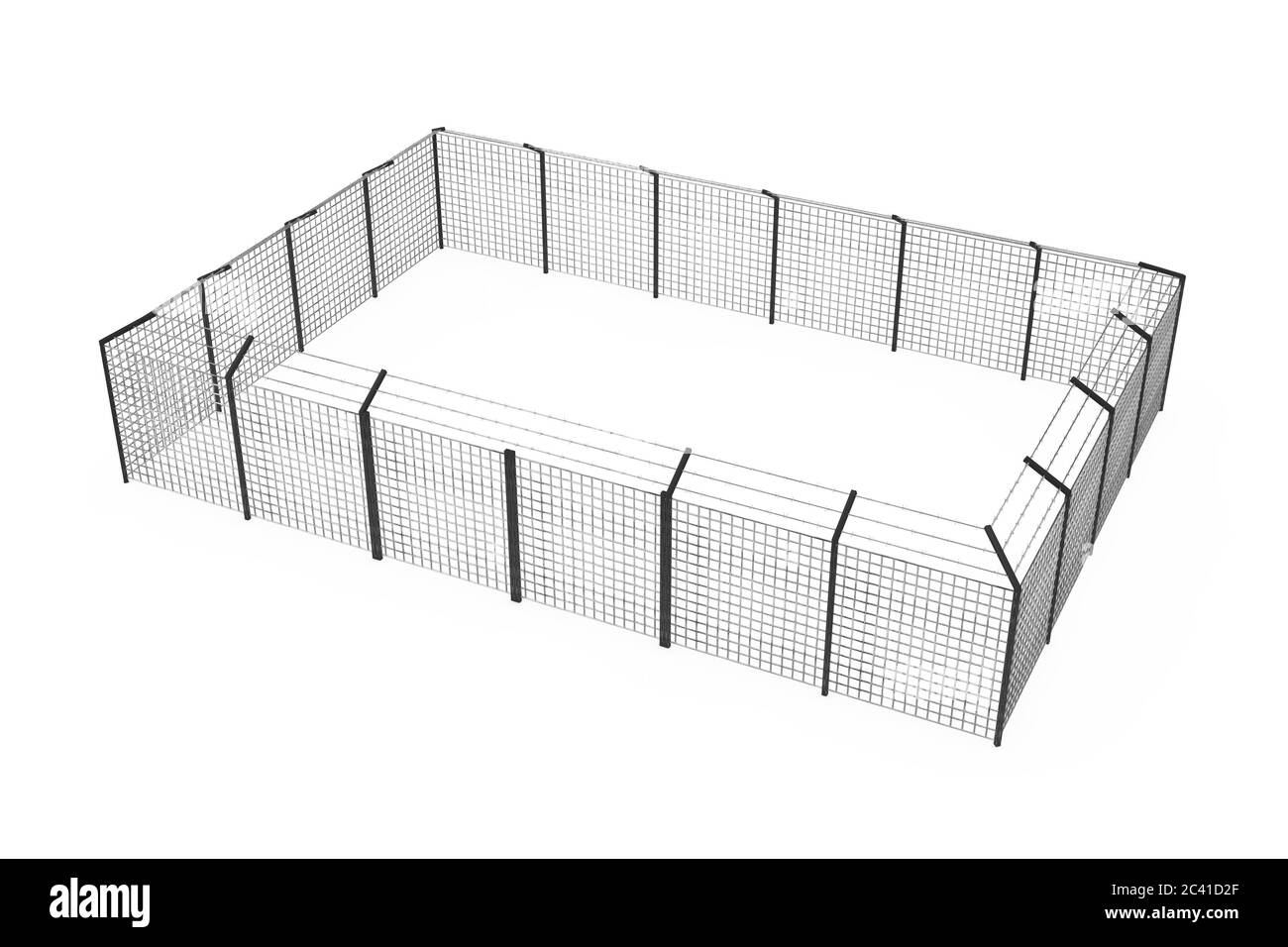 Prison Jail Fence as Security Perimeter on a white background. 3d ...