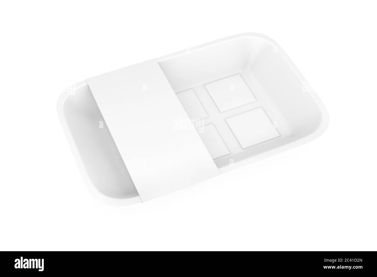 Empty White Plastic Food Container Tray PAckage with Blank Label for ...