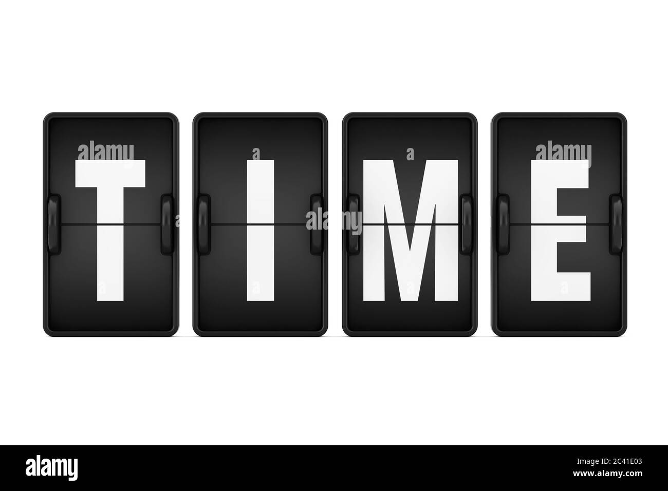 Time Sign as Flip Countdown Mechanical Airport Board on a white ...