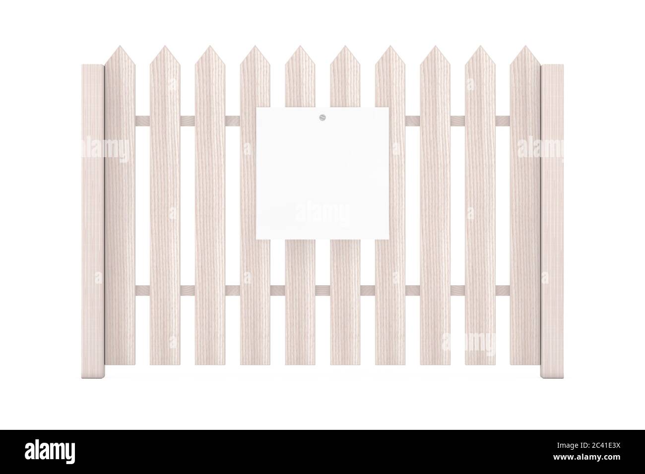 Blank White Paper for Your Design Hanging on a Wooden Fence on a white ...