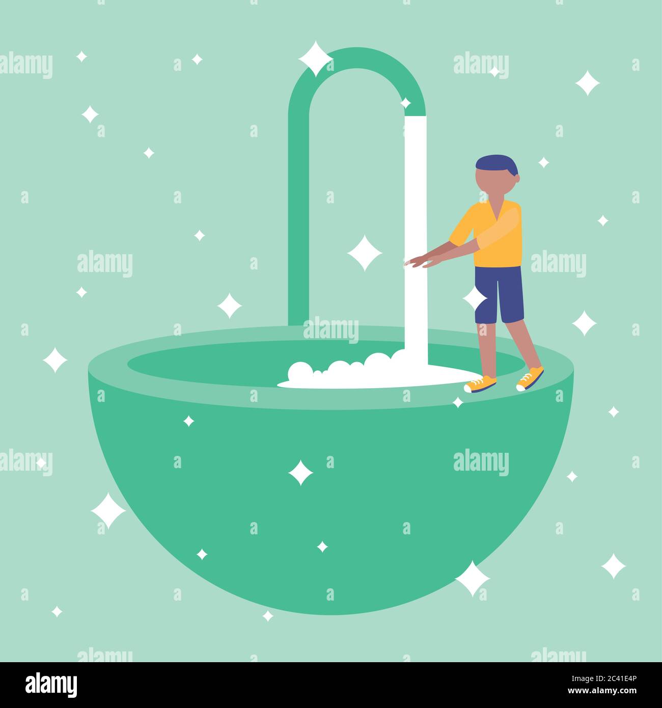 Man washing her hands design, Hygiene wash health and clean theme ...