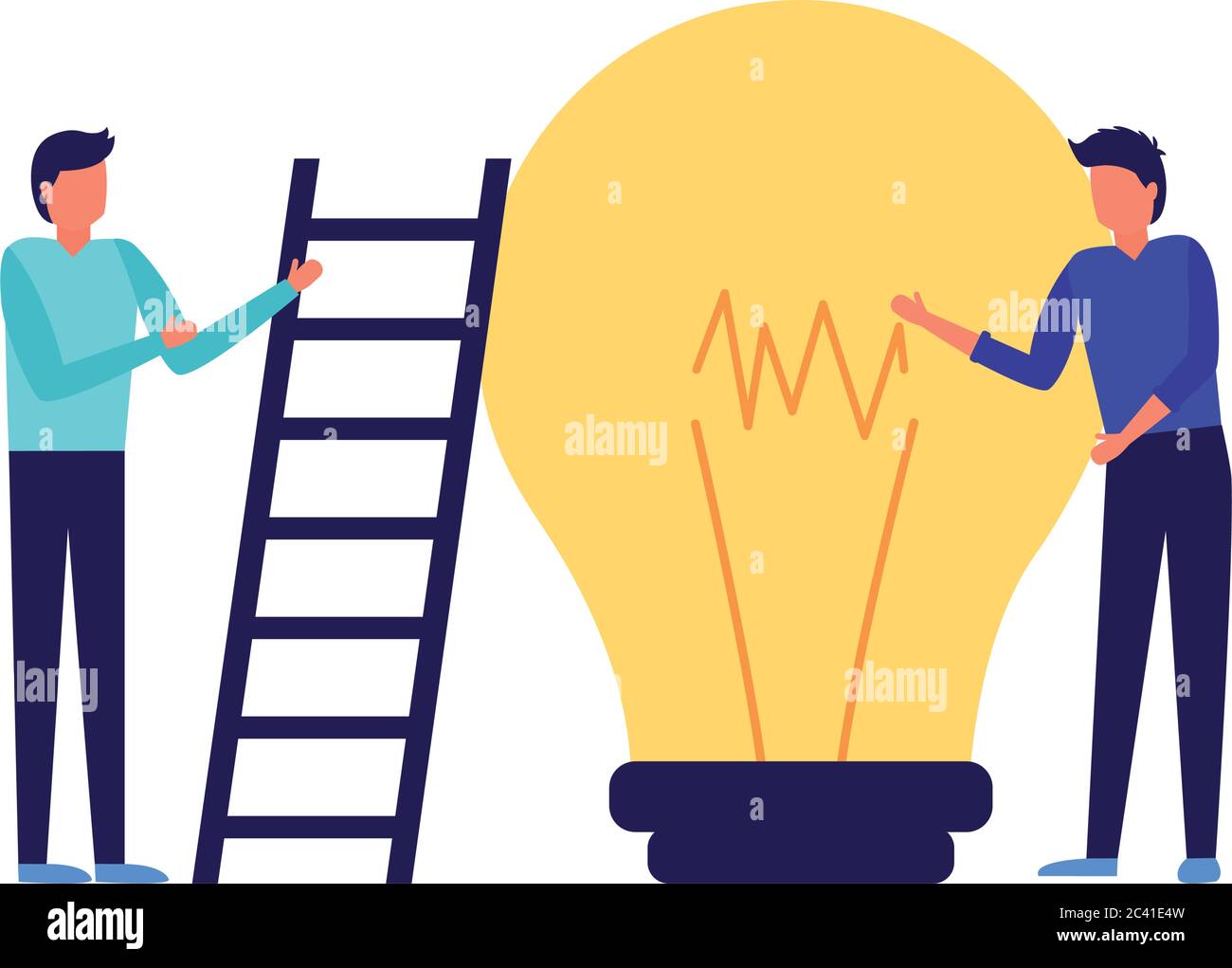 men with light bulb and ladders design, Idea creativity genius and ...