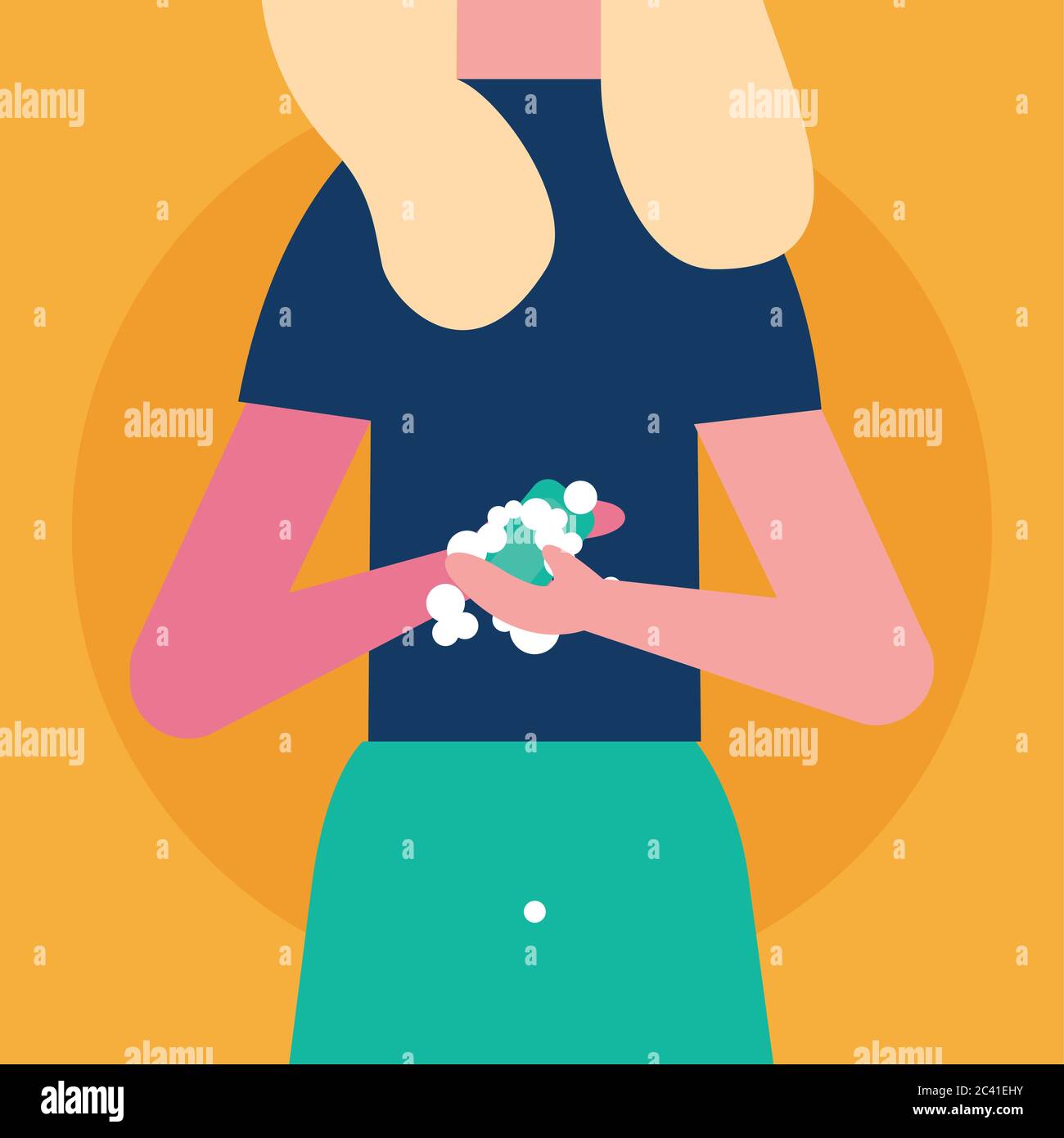 Woman washing her hands design, Hygiene wash health and clean theme ...