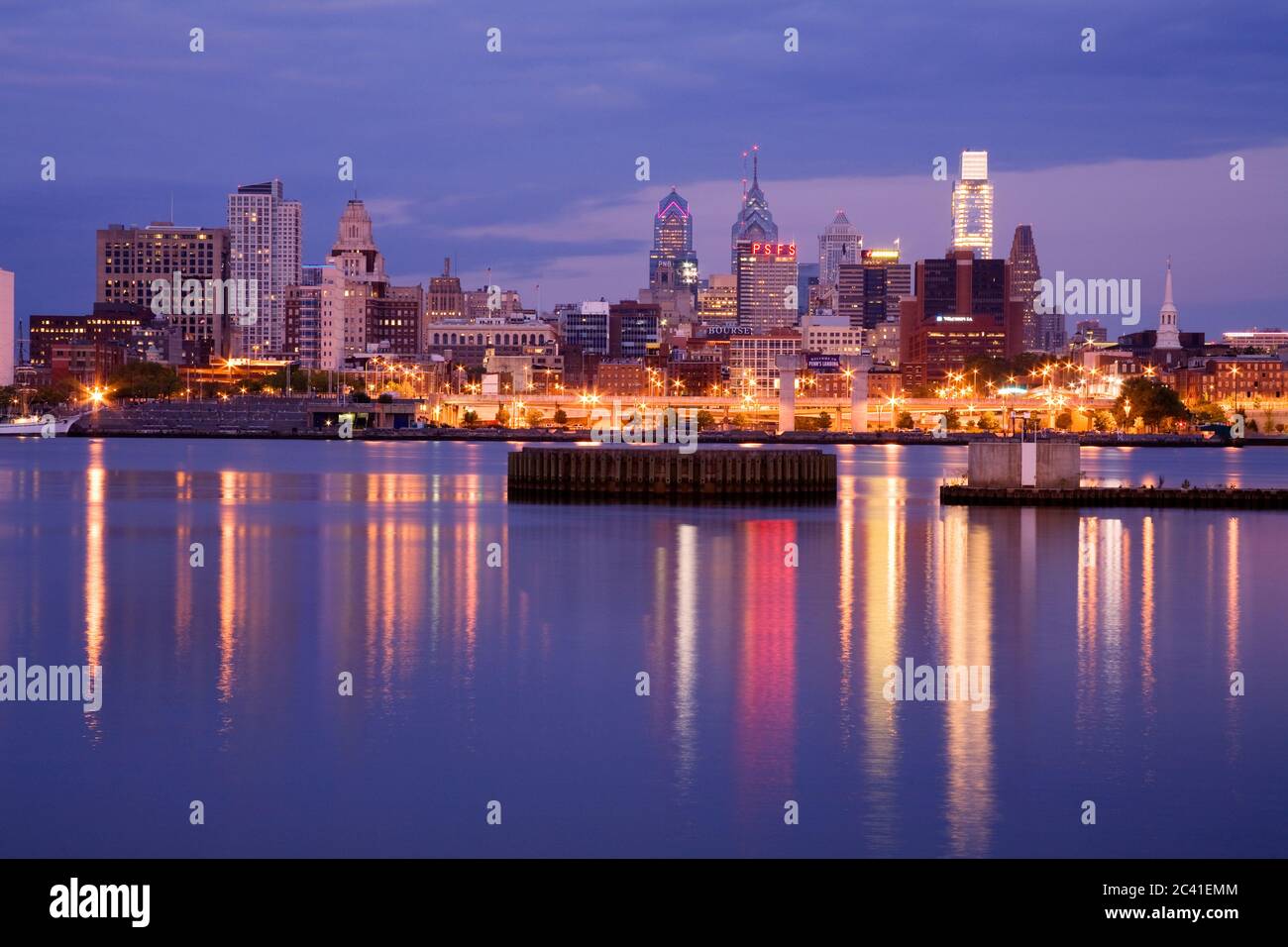 Philadelphia Skyline & Delaware River, Pennsylvania, USA Stock Photo ...