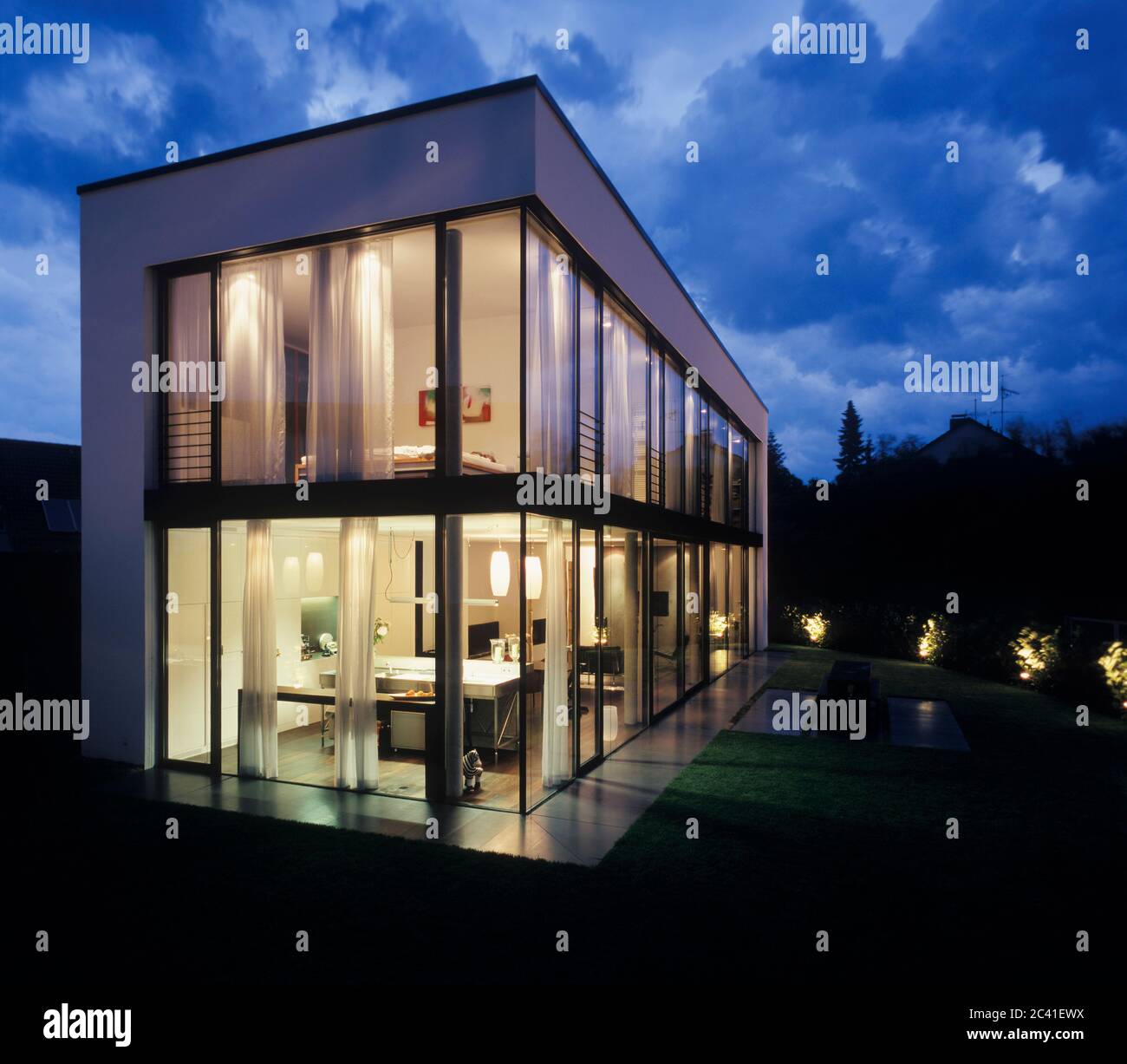 Right-angled house with huge windows - transparency - privacy Stock ...