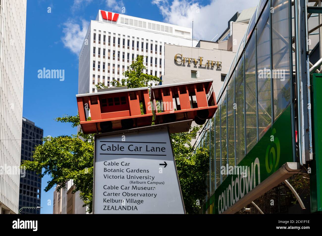 Wellington, New Zealand: Entrance to the funicular railway station of ...
