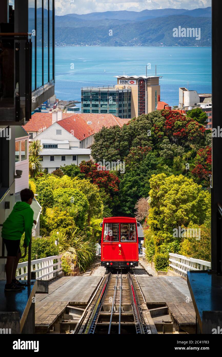 Wellington, New Zealand: The Wellington Cable Car, a funicular railway ...
