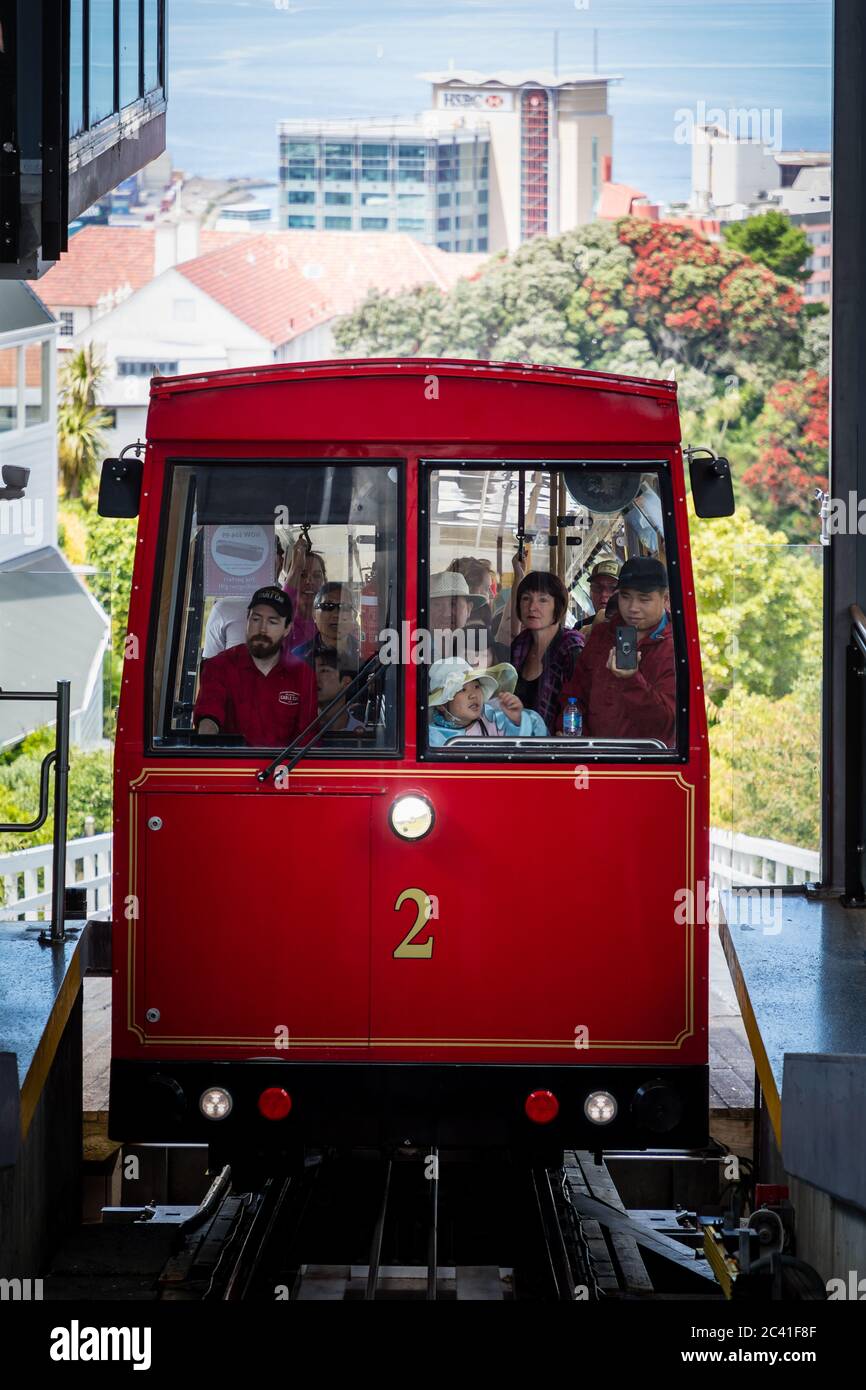 Wellington, New Zealand: The Wellington Cable Car, a funicular railway ...