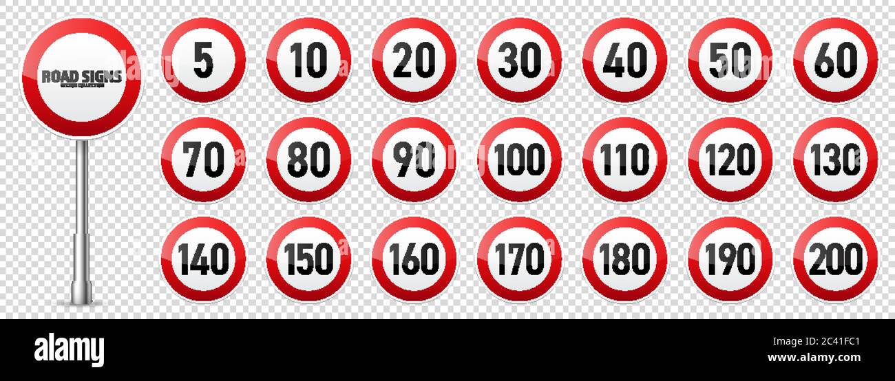 Road signs collection. Traffic control sign. Speed limit. Vector ...