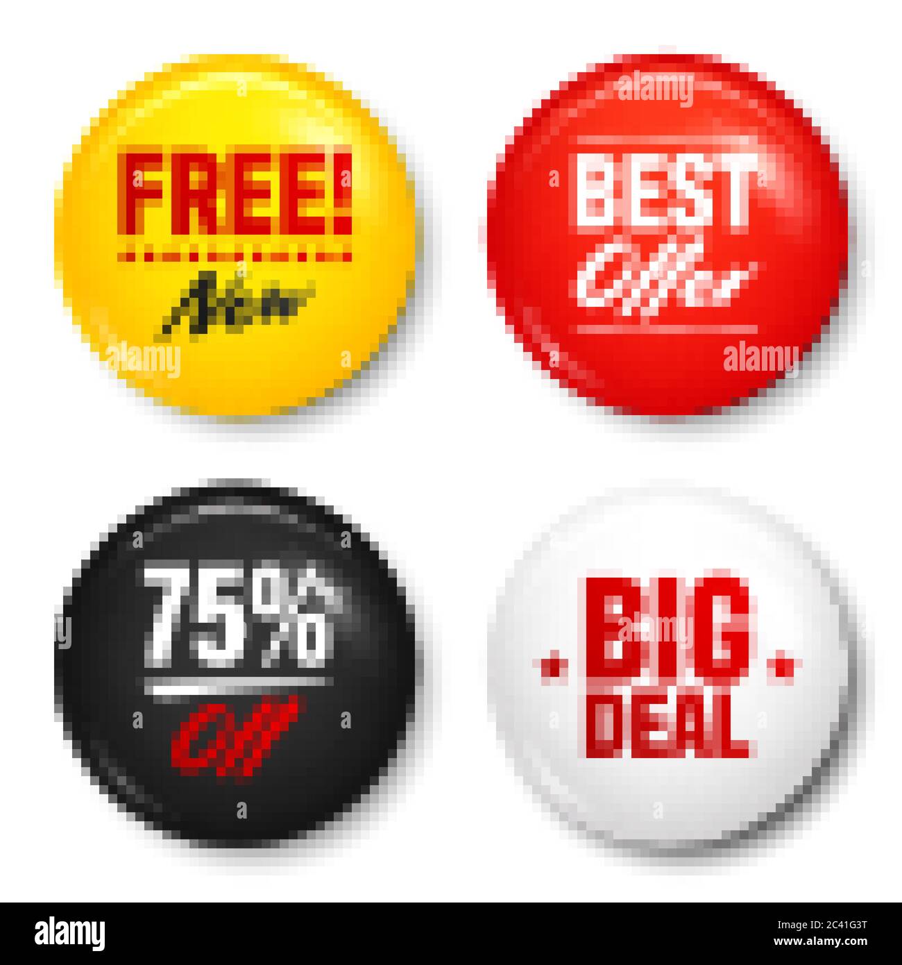 Realistic badges with text. Product promotion, sale. Special offer ...