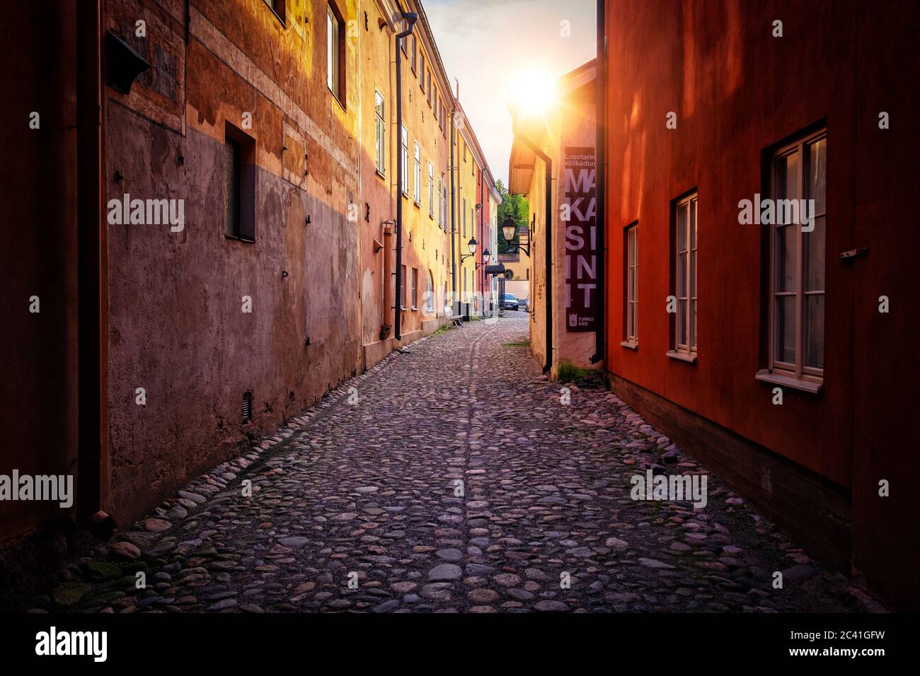Turku, Finland - September 28, 2019: Old and narrow alley in Turku ...