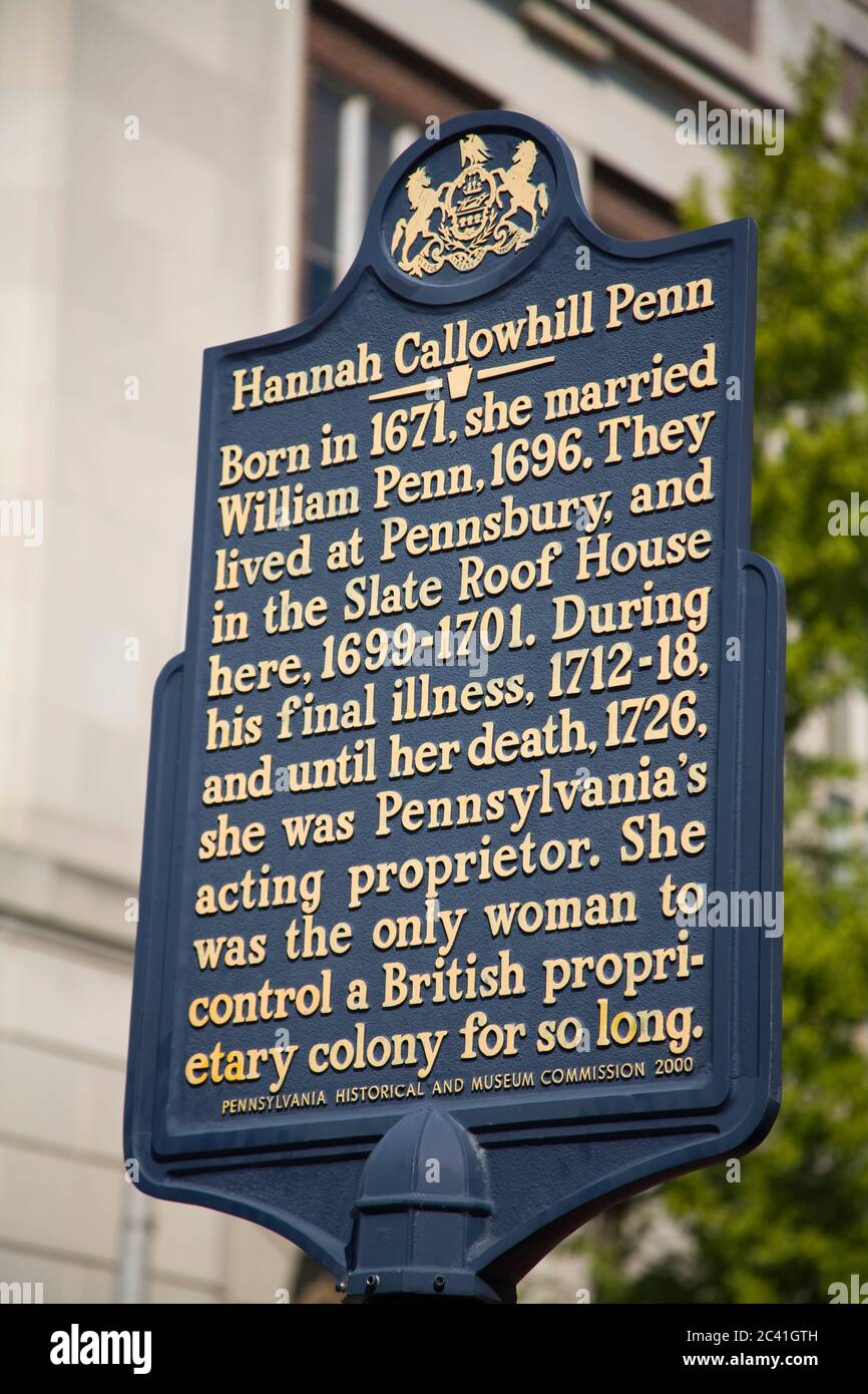 History Plaque in Welcome Park, Philadelphia, Pennsylvania, USA Stock ...