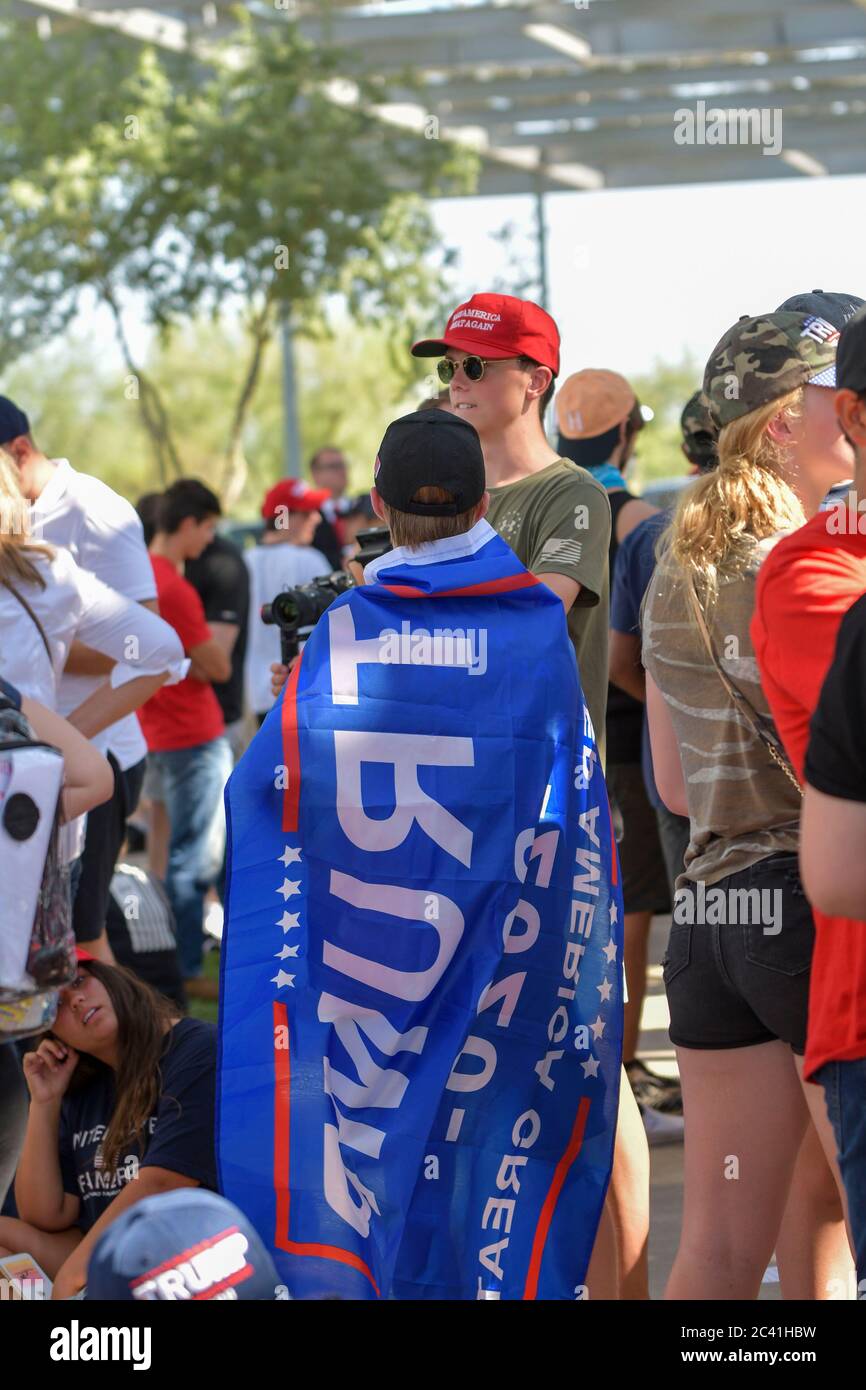Phoenix AZ, USA. 23rd June, 2020. Donald Trump rally at Dream City ...