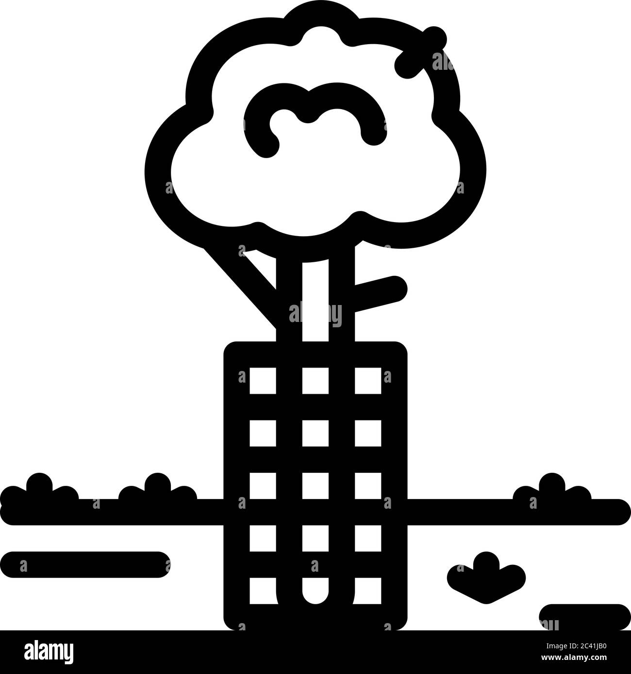 tree safe fence icon vector outline illustration Stock Vector Image ...