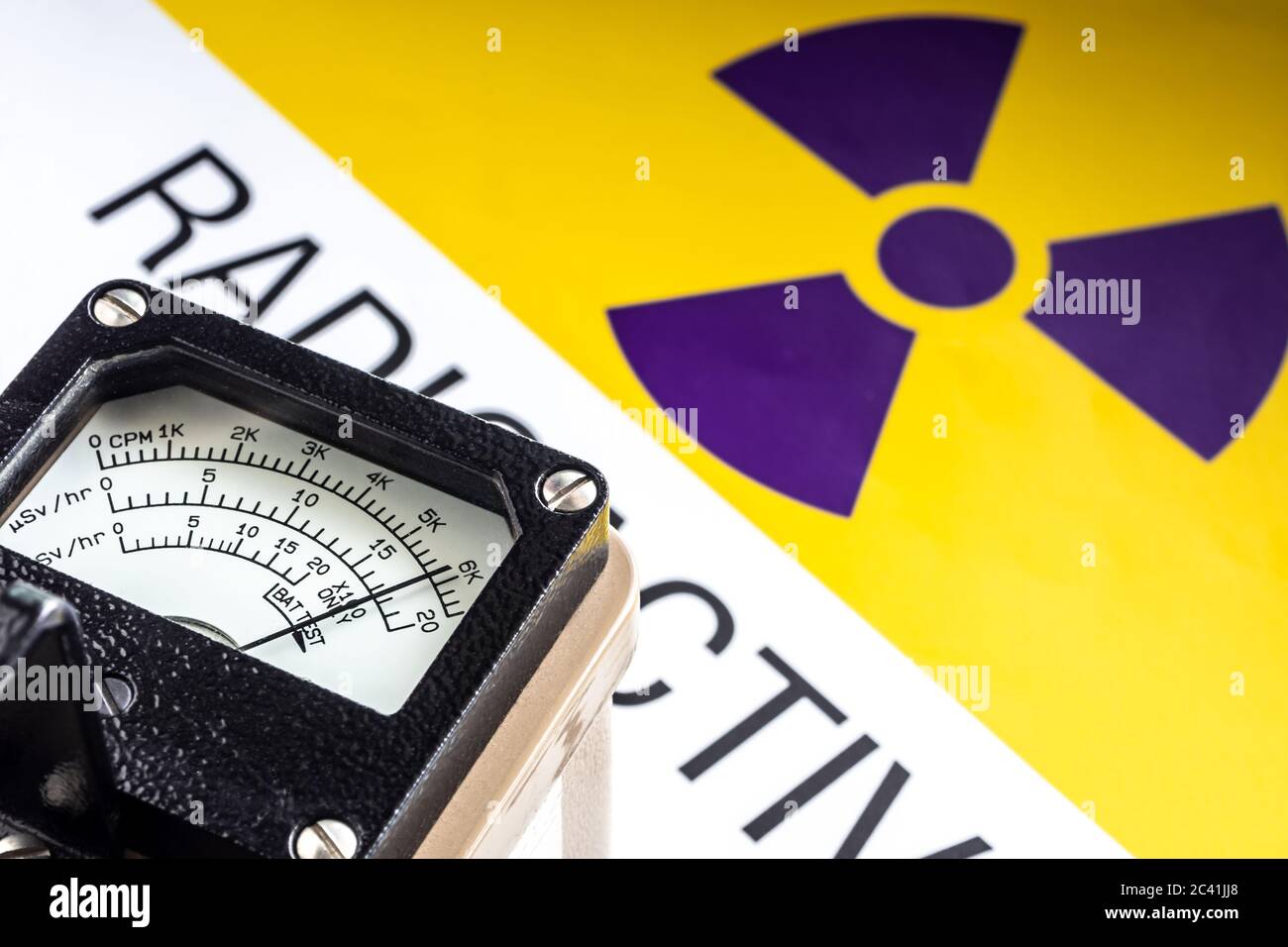 Hand-held radiation survey instrument detecting at the radioactive ...