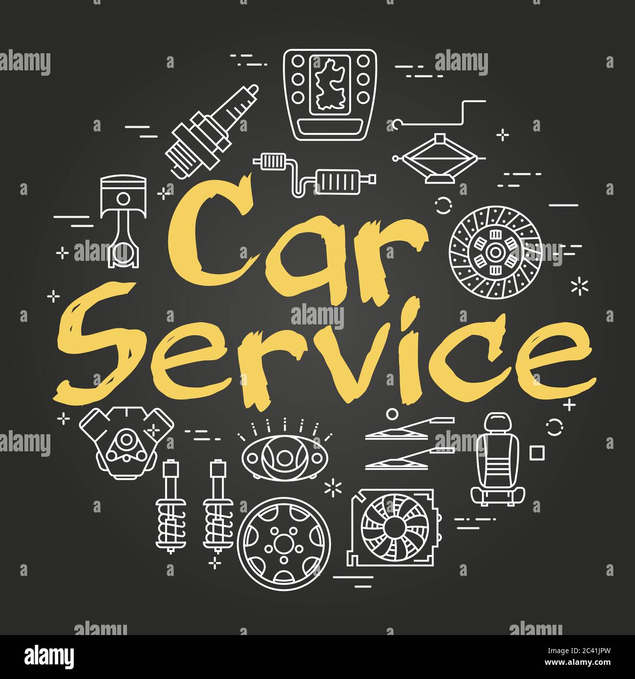 Vector black line round banner with text Car Service Stock Vector Image ...