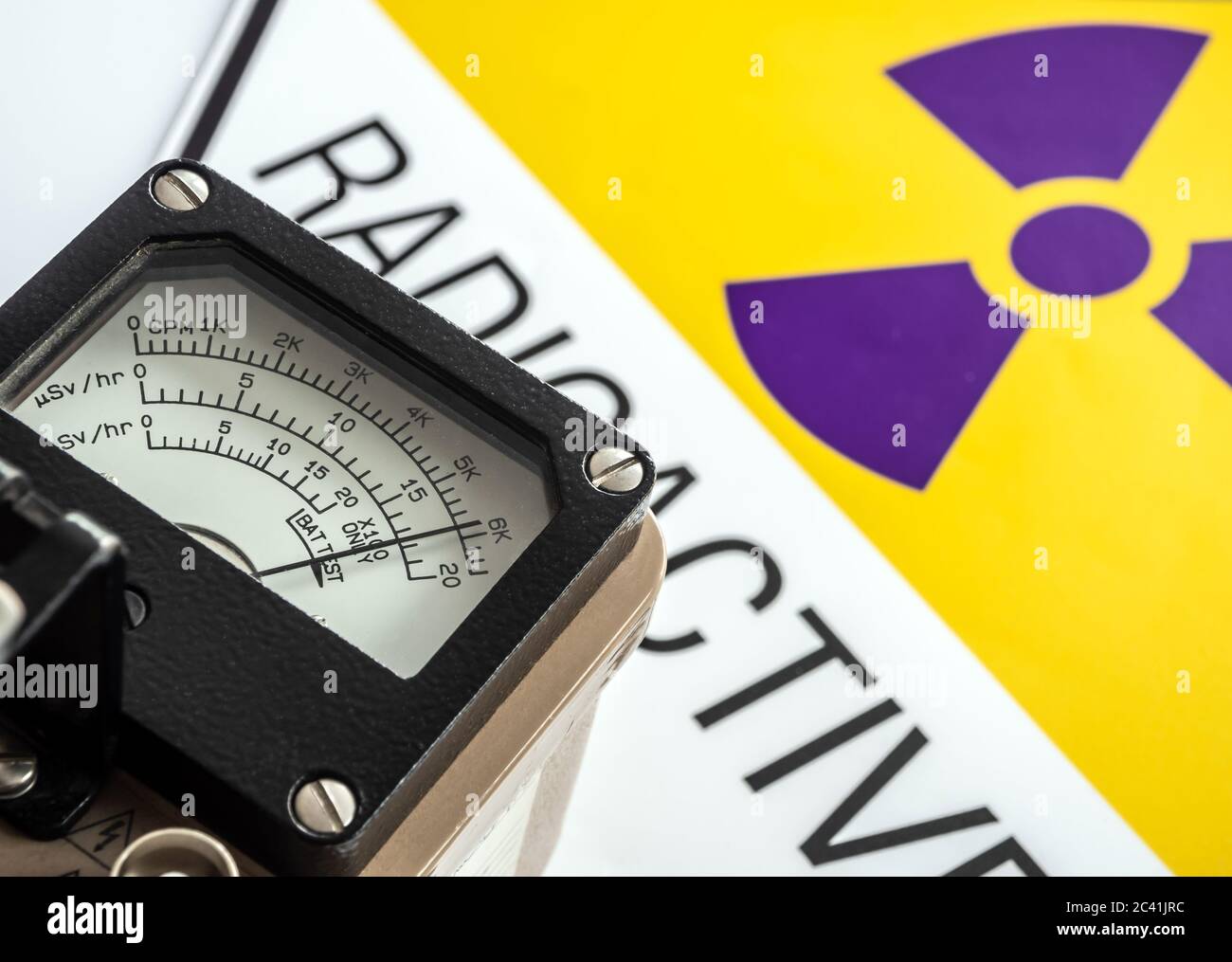 Hand-held radiation survey instrument detecting at the radioactive ...